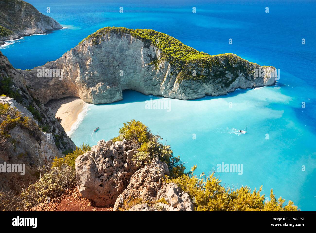 Navagio Beach - Zakynthos Island, Shipwreck Cove, Greece Stock Photo ...
