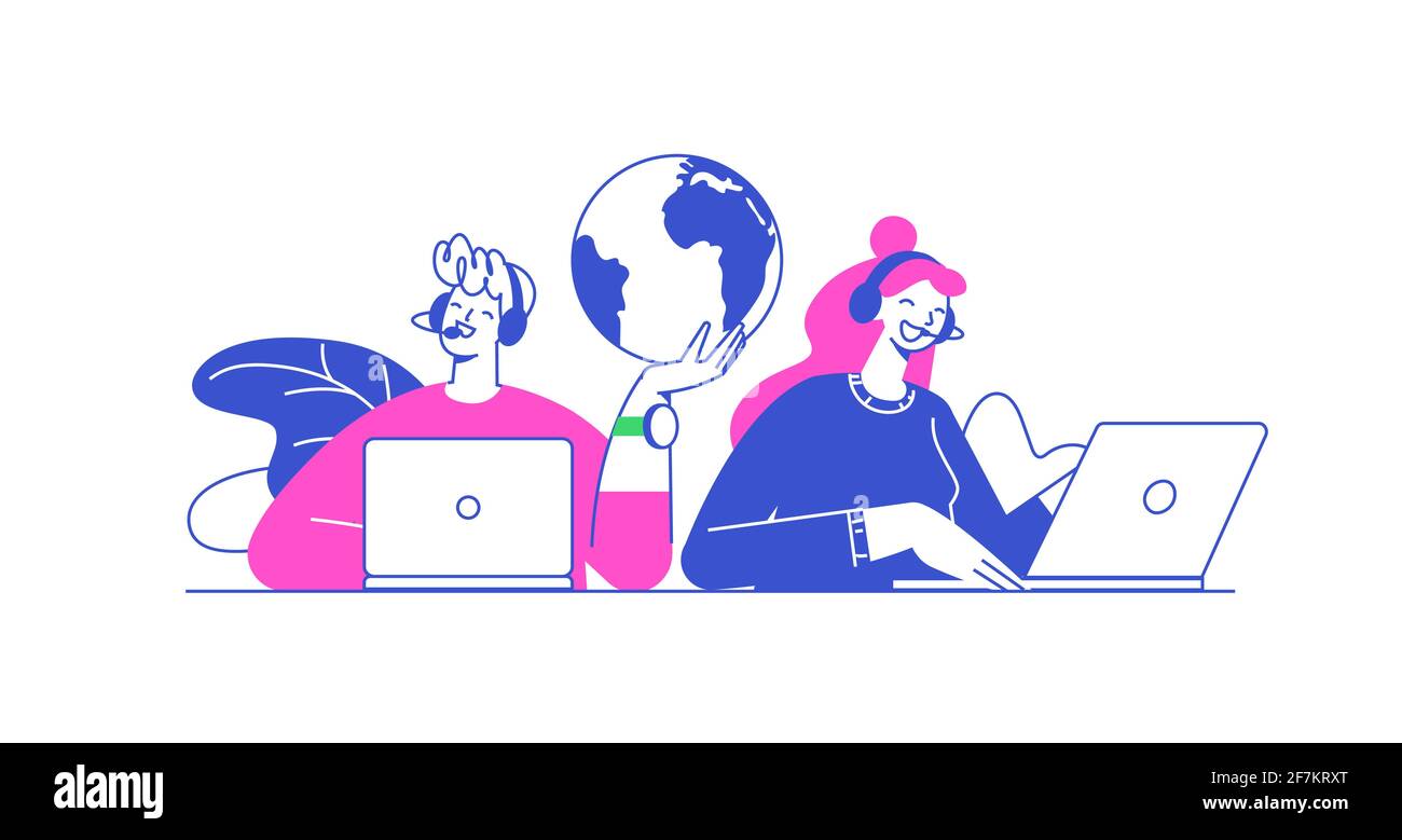 Flat vector design illustrations, technical support assistant, customer ...