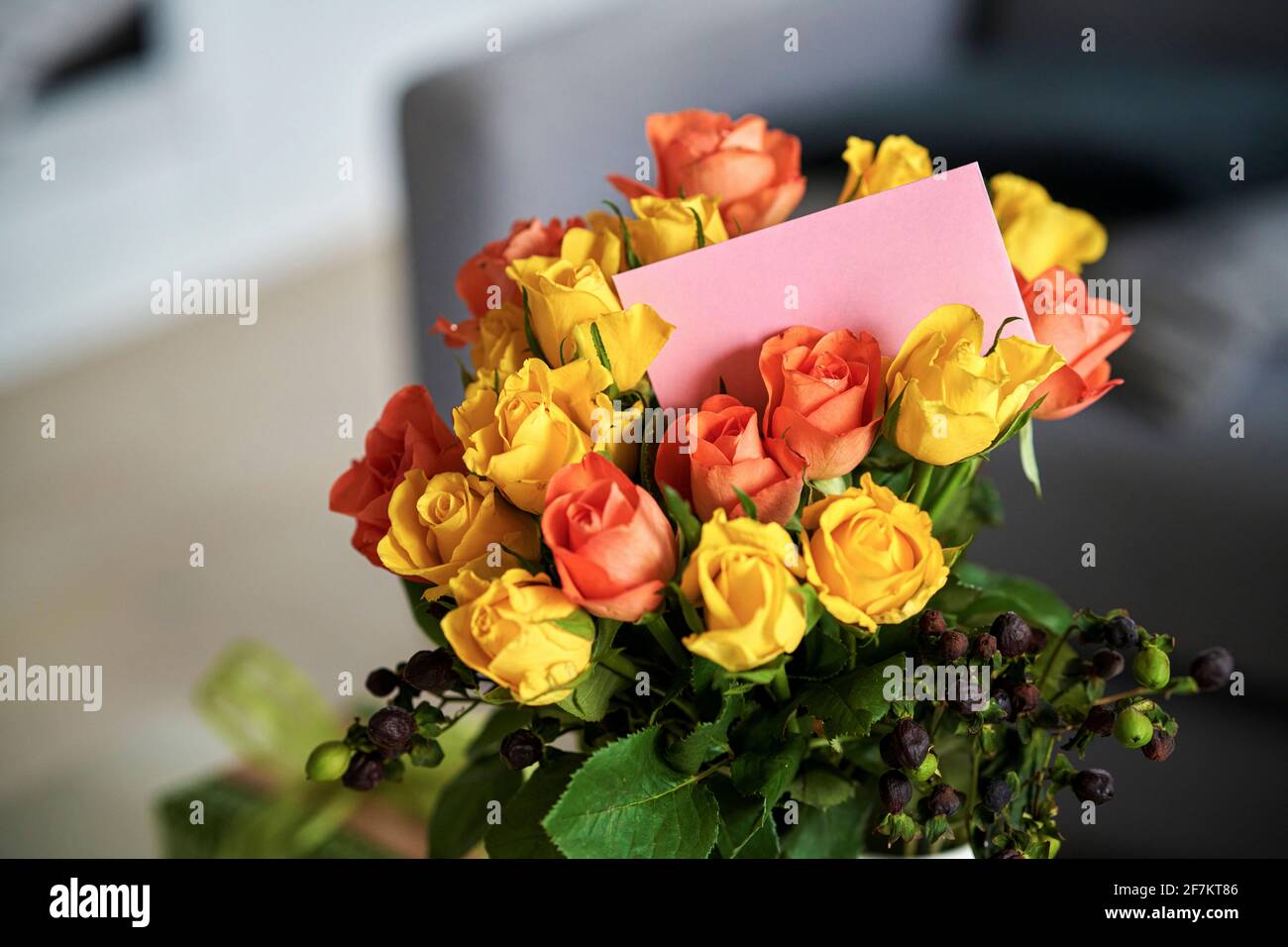 Bunch of flowers with message Stock Photo - Alamy
