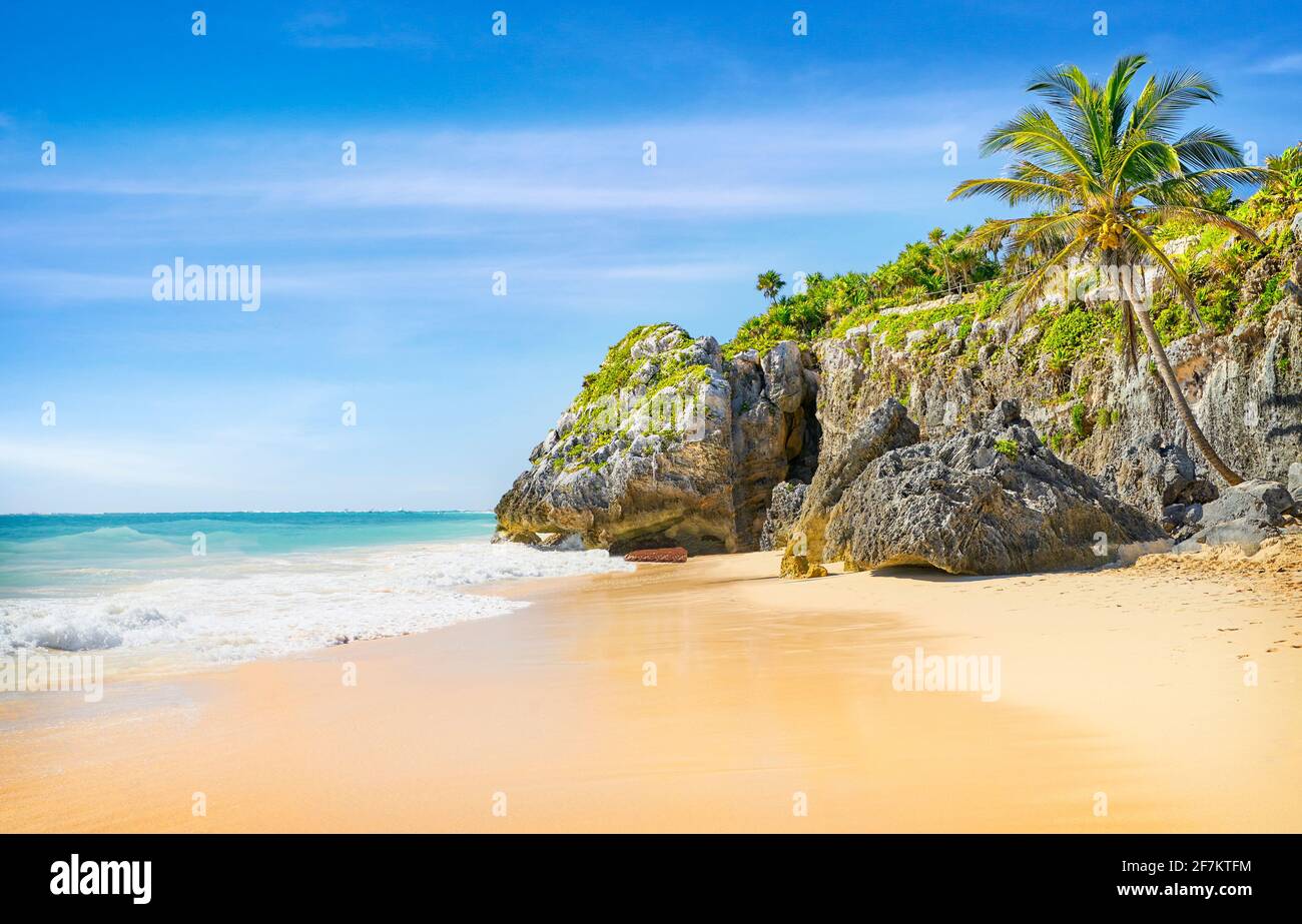 Caribbean Beach of Tulum, Mexico's Riviera, Mexico Stock Photo - Alamy