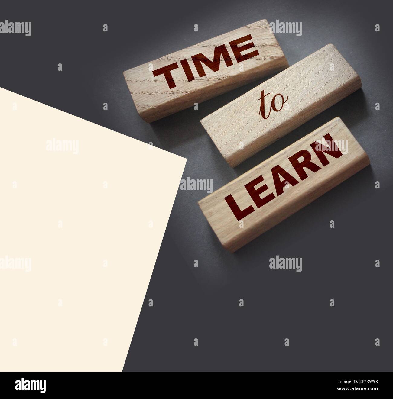 Time to Learn on wooden blocks put black. Education concept. Life-time ...