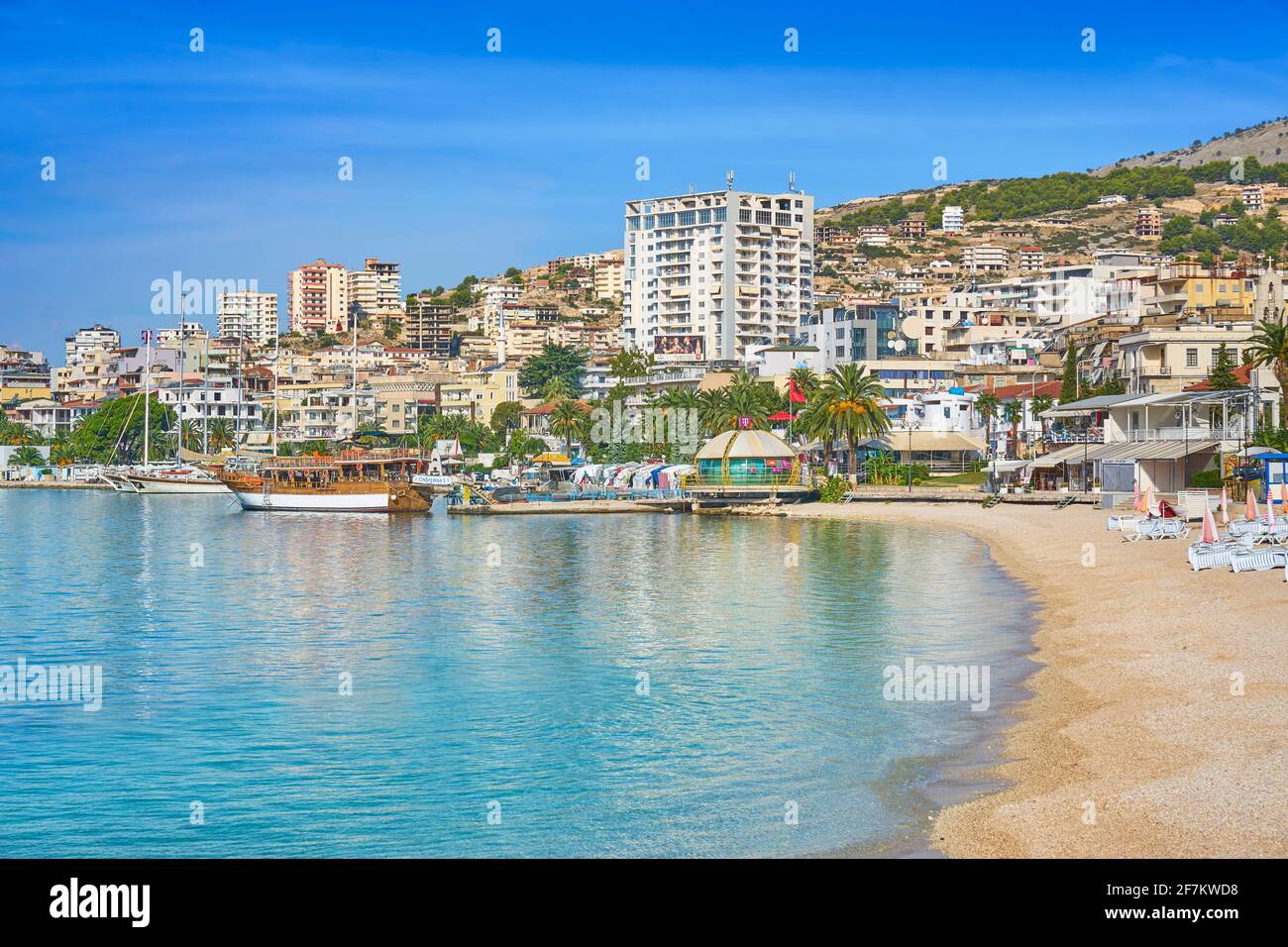 Albania - Saranda resort beach Stock Photo - Alamy