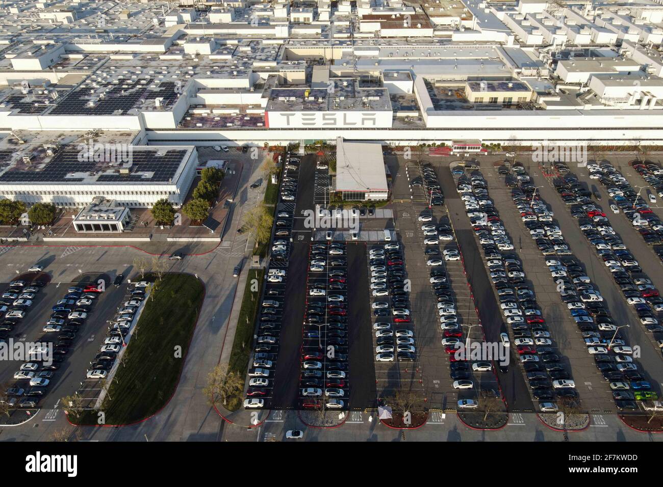 General overall view of Tesla headquarters and factory, Sunday, Mar 21 ...