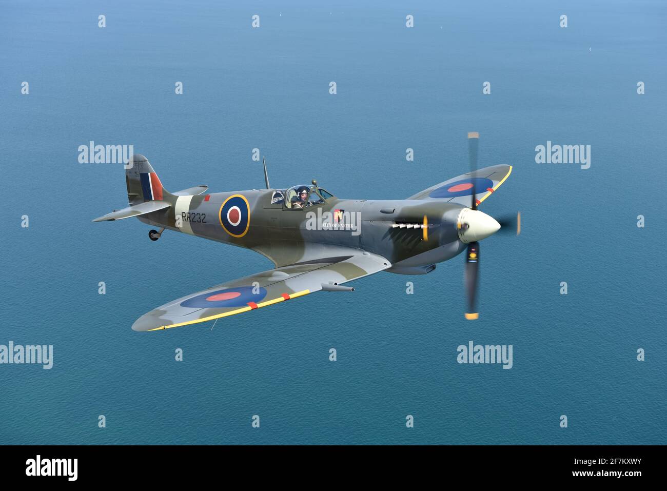 Air to Air with a Spitfire over the sea Stock Photo - Alamy