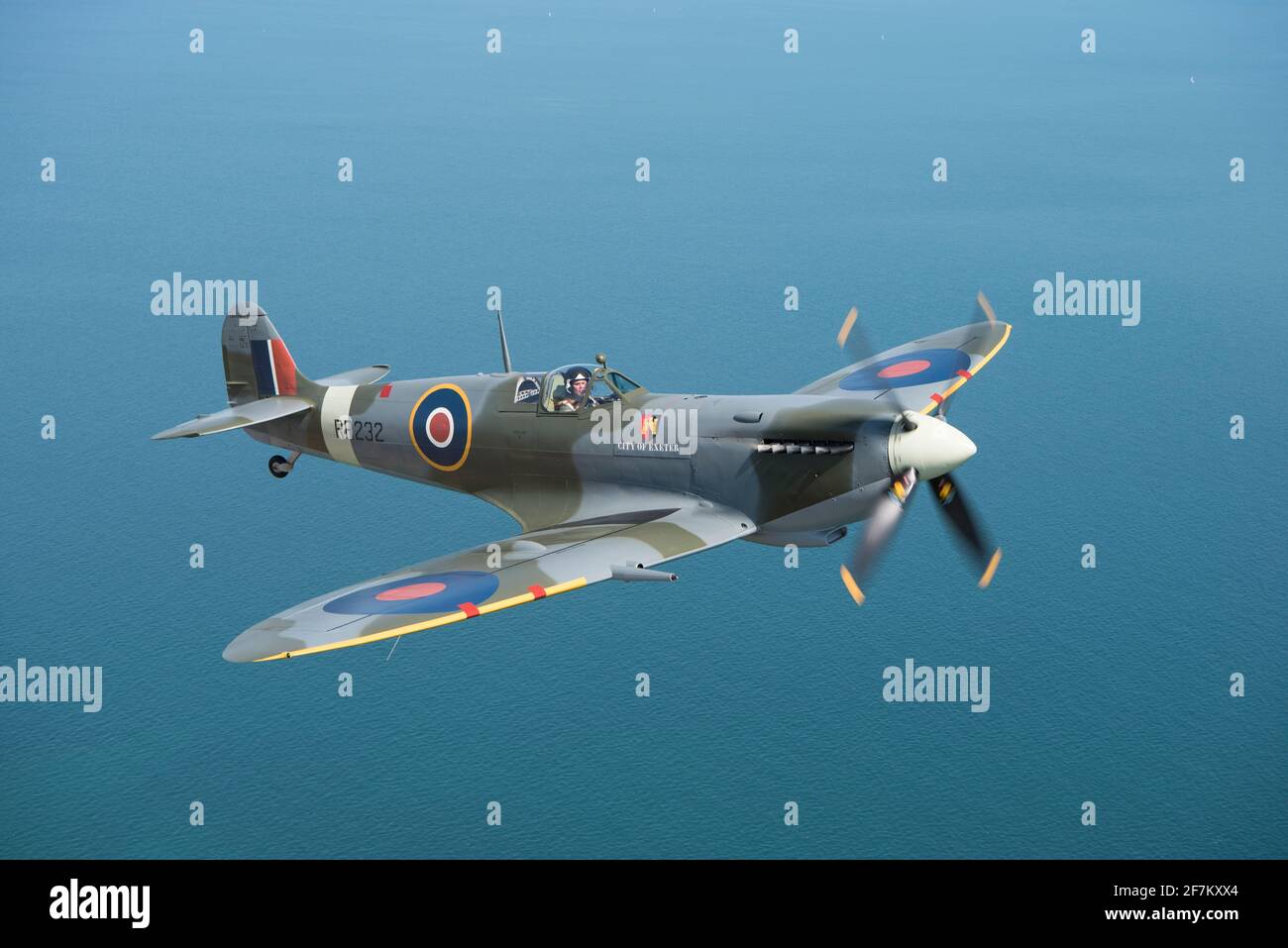 Air to Air with a Spitfire over the sea Stock Photo - Alamy