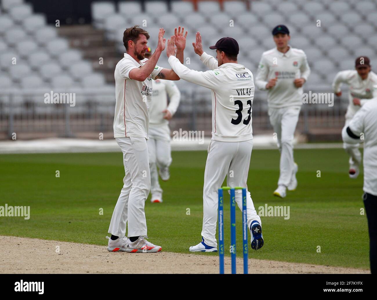 Manchester, UK. April 8th 2021: English County Cricket, Lancashire ...