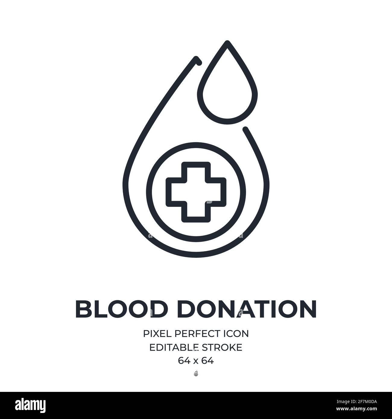 Blood donation editable stroke outline icon isolated on white ...