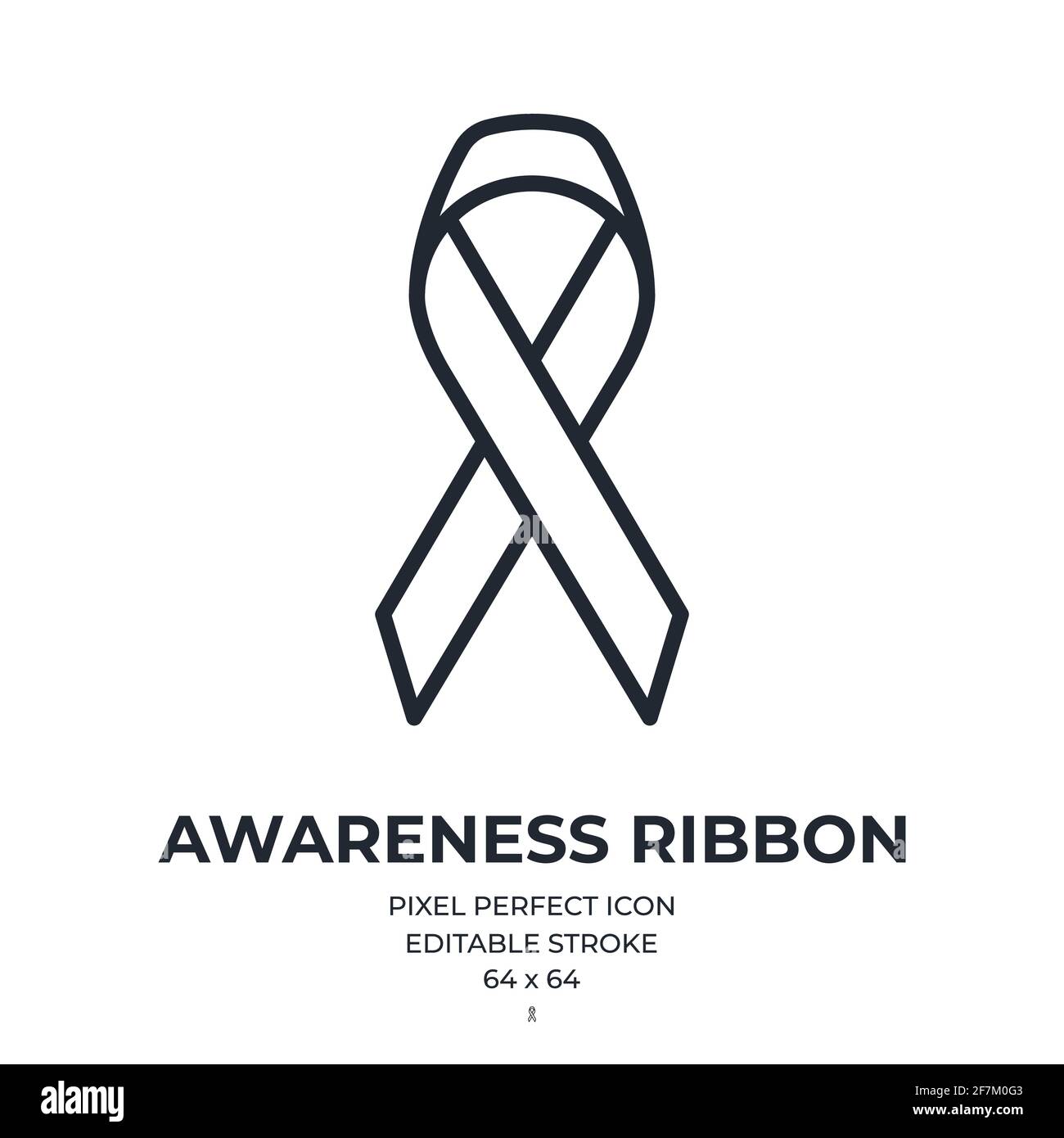 Awareness ribbon editable stroke outline icon isolated on white ...