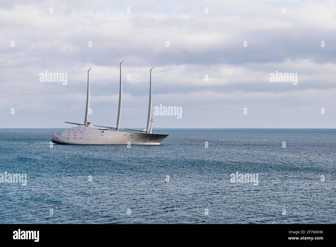Sailing Yacht A viewed at anchor in Douglas Bay, Isle of Man Stock ...