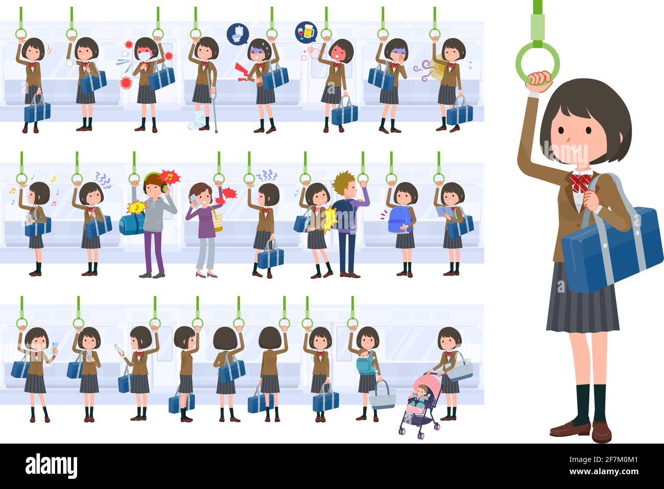 A set of schoolgirl on the train.It's vector art so easy to edit Stock ...