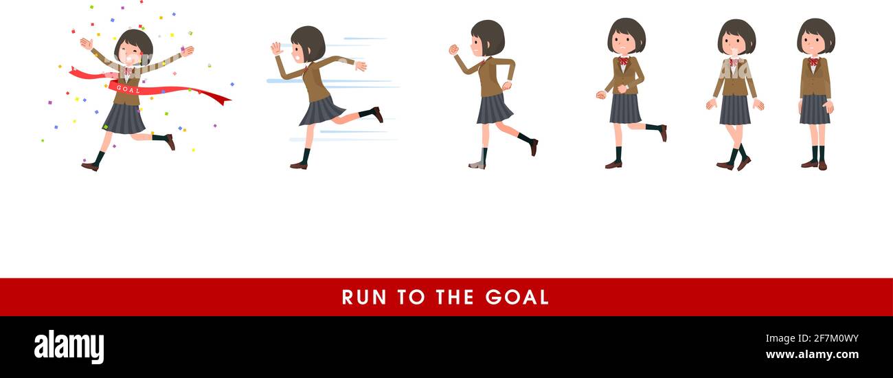 A set of schoolgirl who start running gradually.It's vector art so easy ...