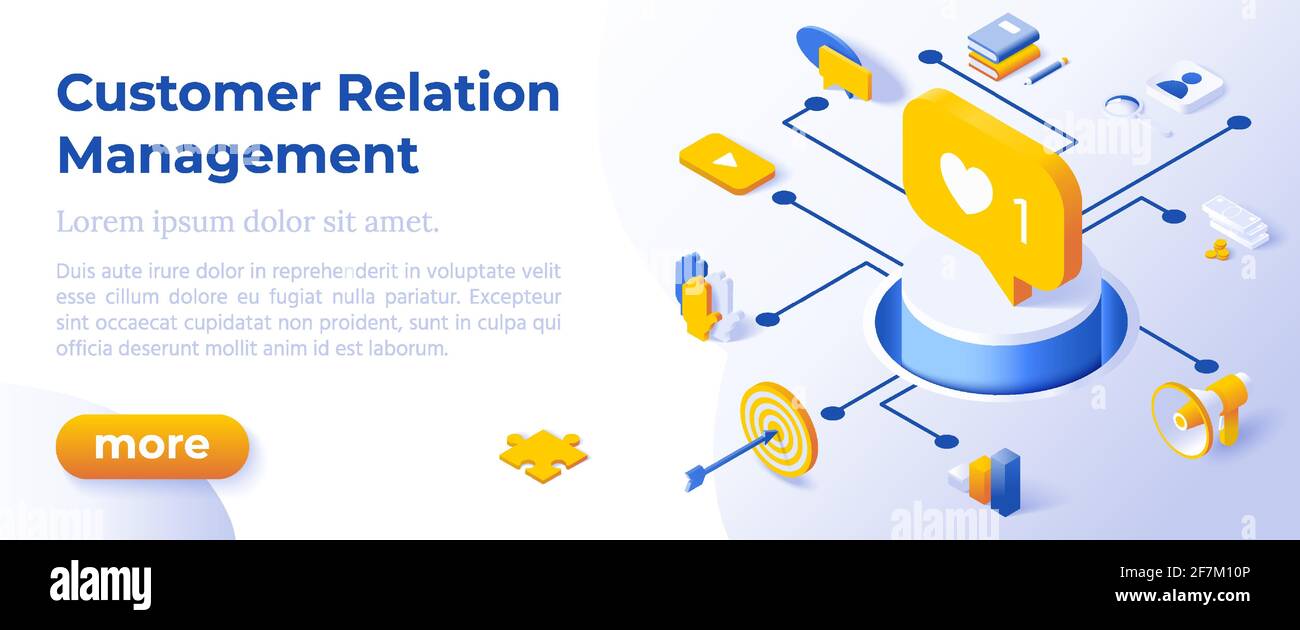 Customer Relation Management - Isometric Design in Trendy Colors ...