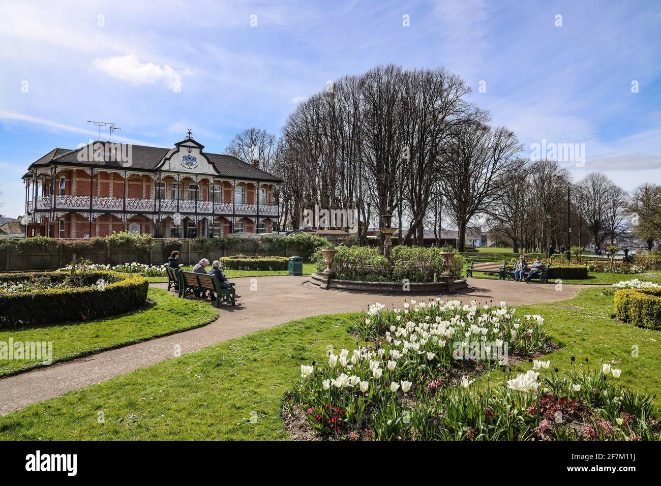 Folk returning to our parks post lockdown. Colourful flower beds ...