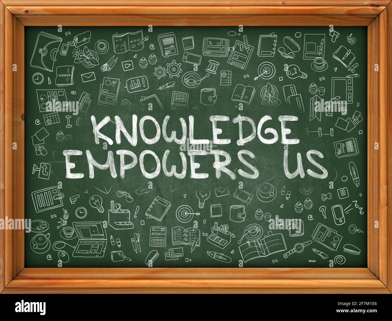 Knowledge Empowers Us - Hand Drawn on Green Chalkboard with Doodle ...