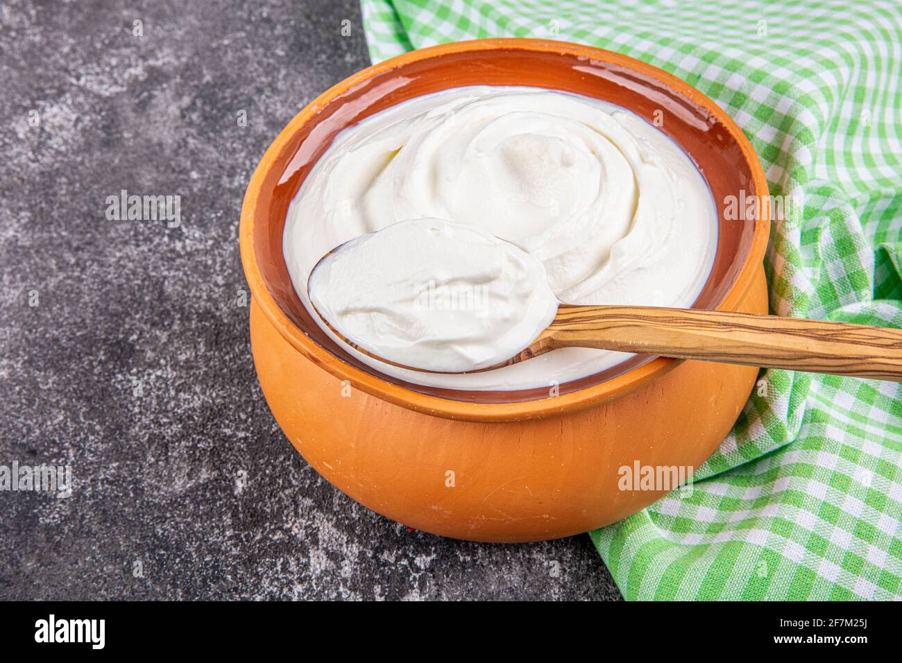 Turkish and Greek traditional dairy food yogurt or strained yogurt in ...