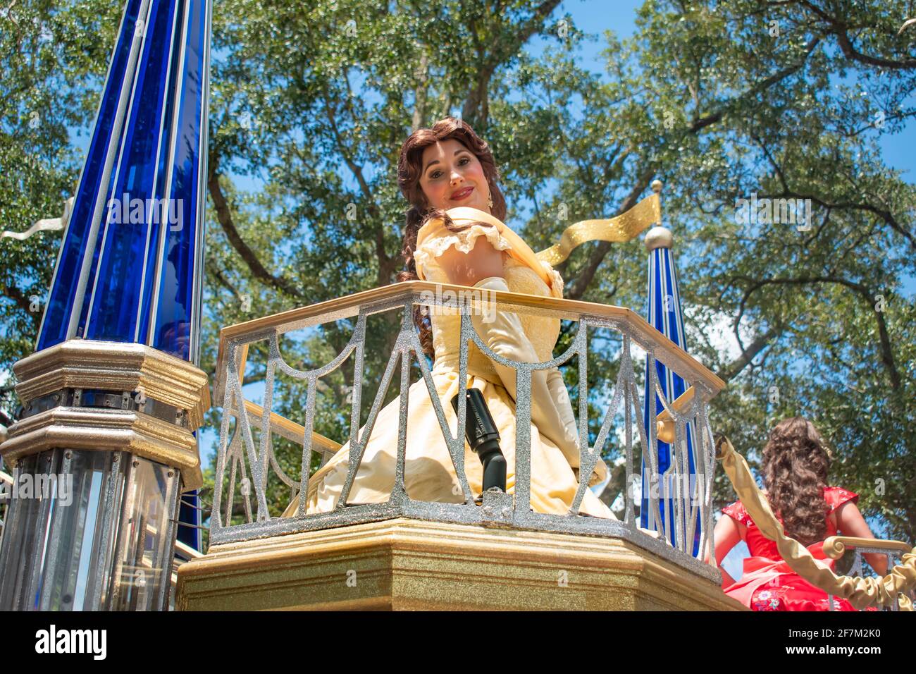 Orlando, Florida. August 04, 2020. Belle on beautiful parade float at ...