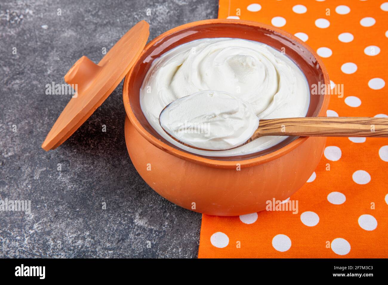 Turkish and Greek traditional dairy food yogurt or strained yogurt in ...
