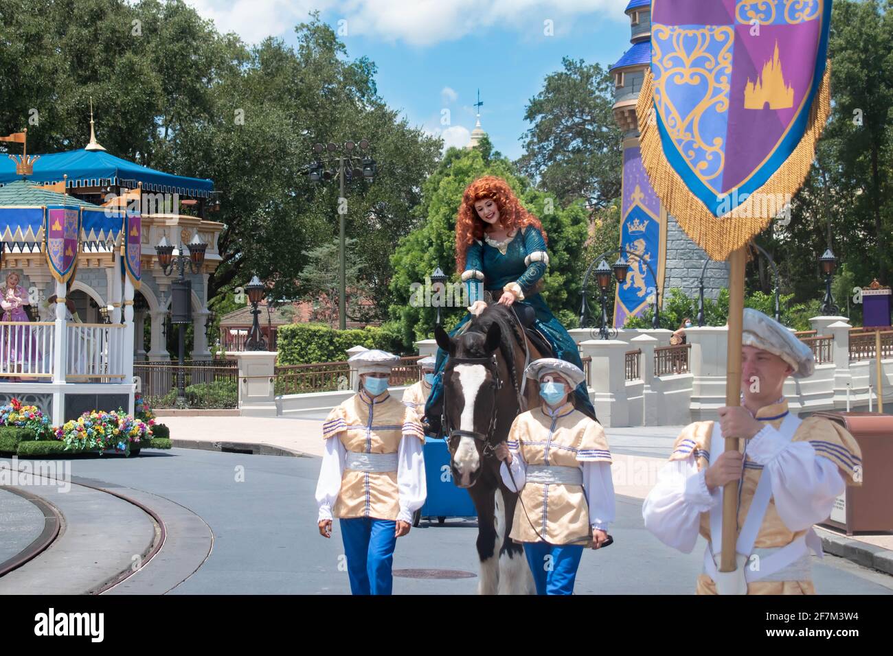 Orlando, Florida. August 04, 2020. Merida riding her horse on beautiful ...