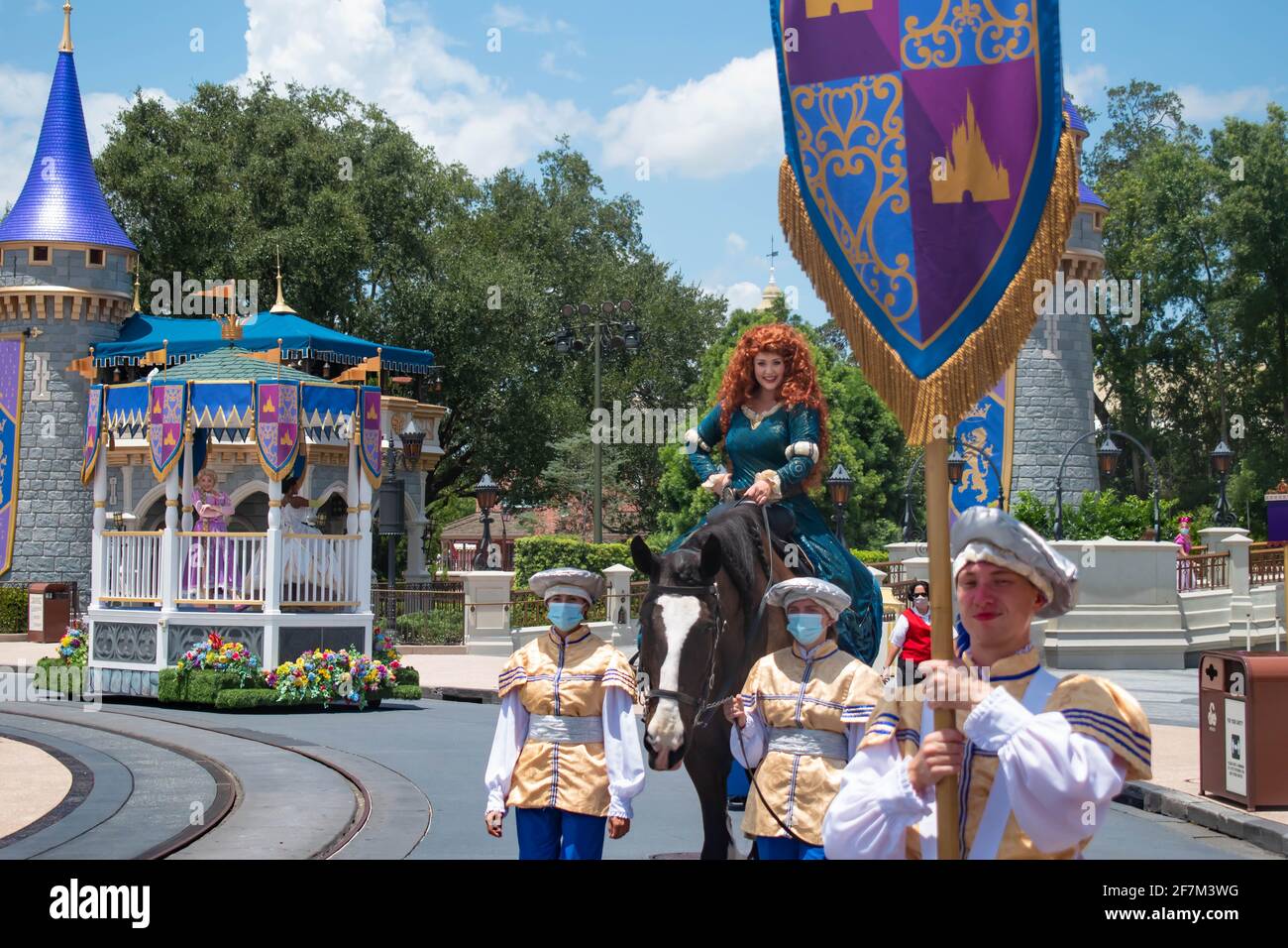 Orlando, Florida. August 04, 2020. Merida riding her horse on beautiful ...