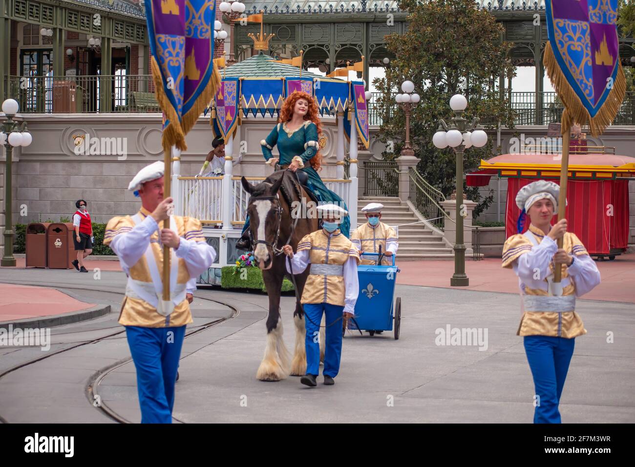 Orlando, Florida. August 04, 2020. Merida riding her horse on beautiful ...