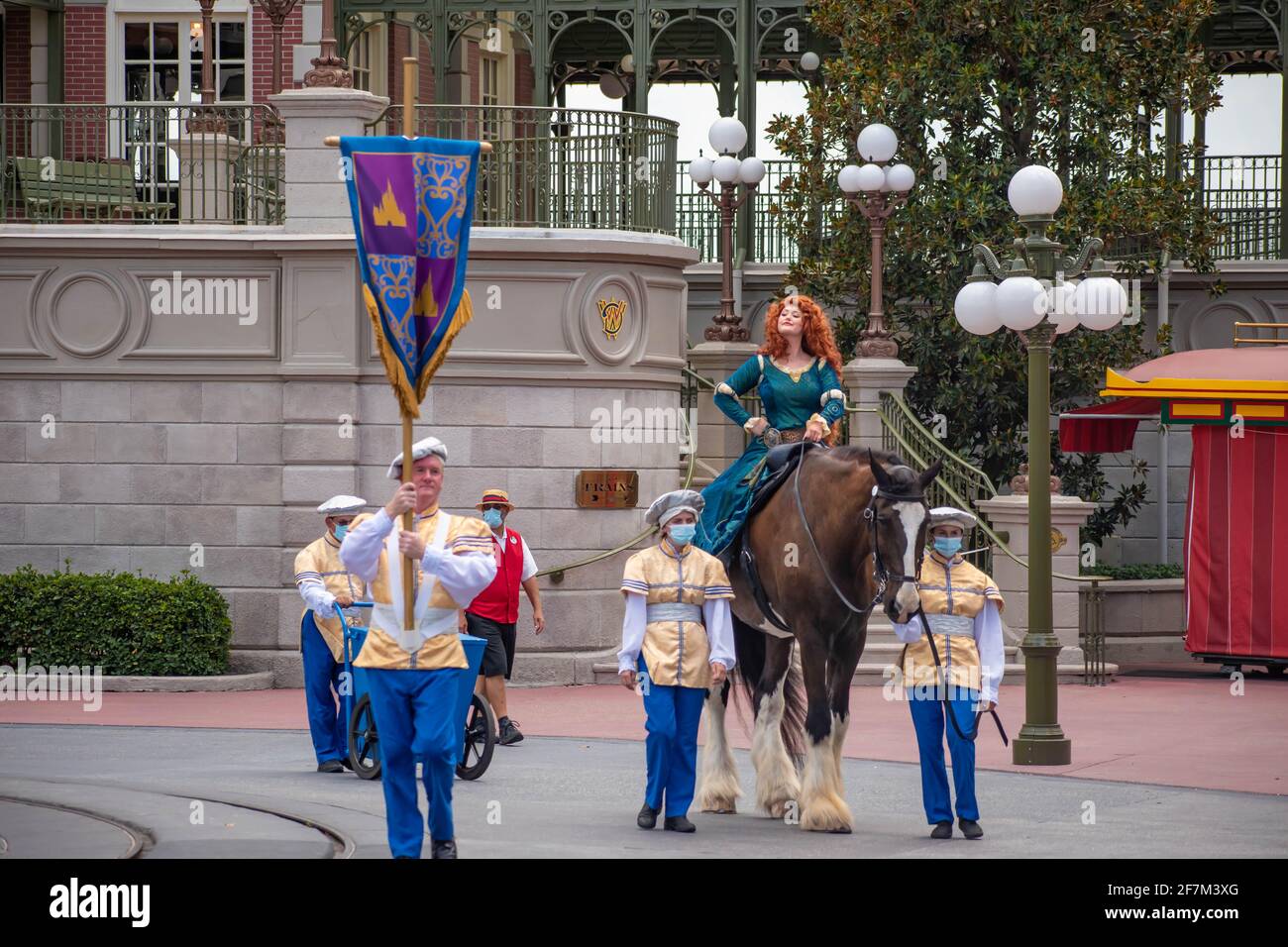 Orlando, Florida. August 04, 2020. Merida riding her horse on beautiful ...