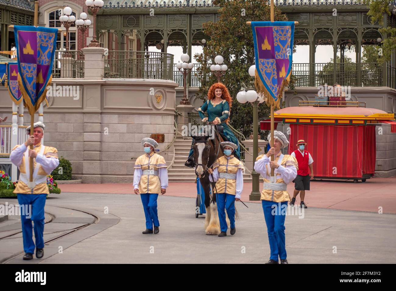 Orlando, Florida. August 04, 2020. Merida riding horse on beautiful ...