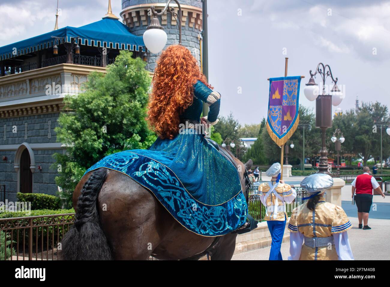 Orlando, Florida. August 04, 2020. Merida riding horse on beautiful ...