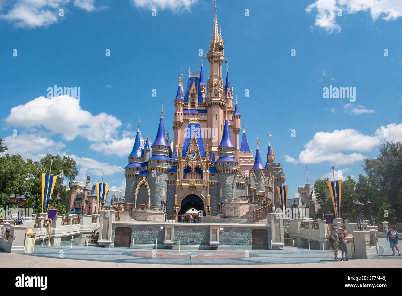 Orlando, Florida. August 04, 2020. Panoramic view of Cinderella Castle ...