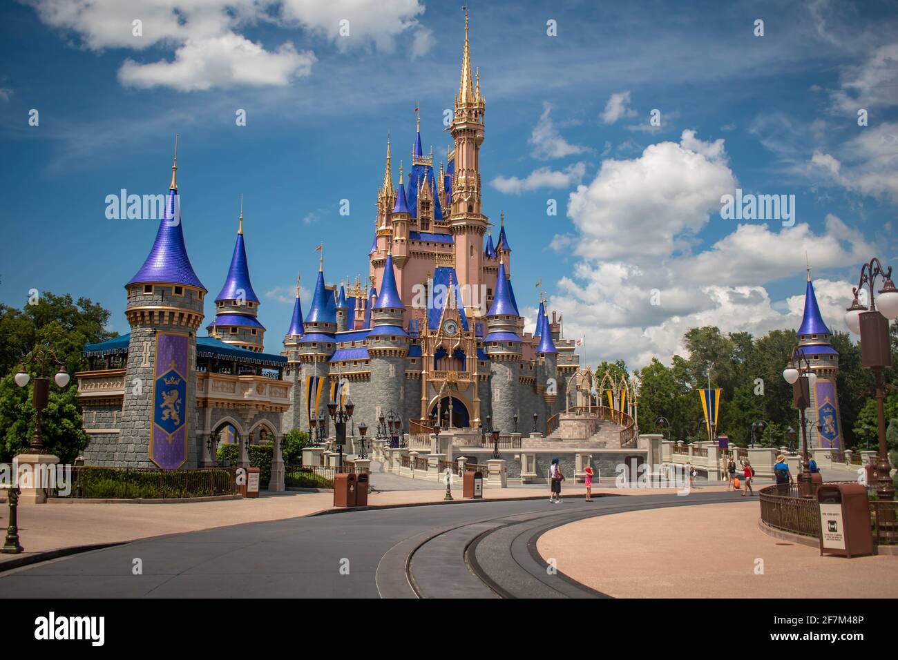 Orlando, Florida. August 04, 2020. Panoramic view of Cinderella Castle ...