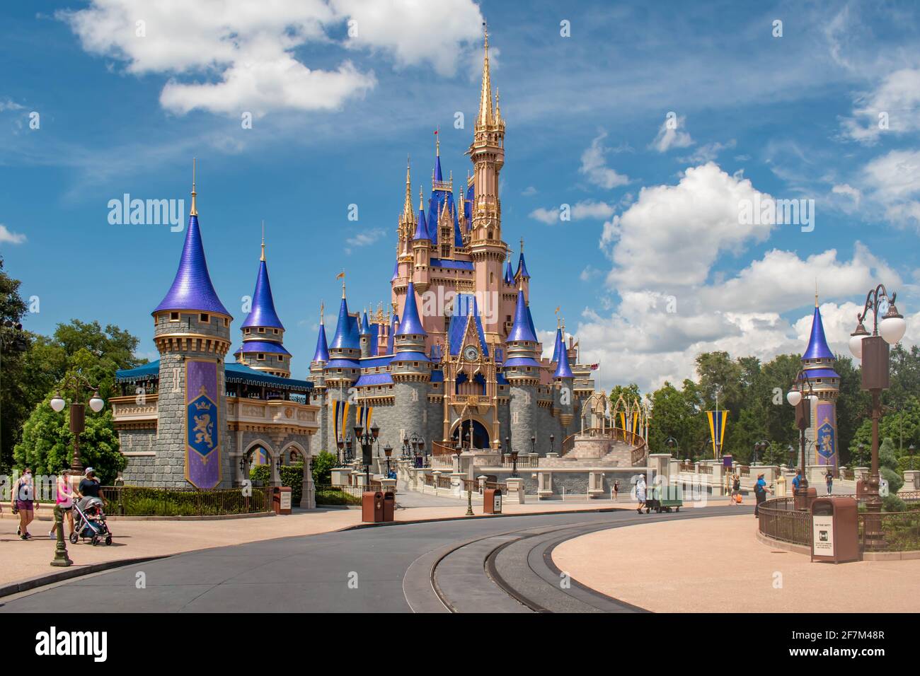 Orlando, Florida. August 04, 2020. Panoramic view of Cinderella Castle ...
