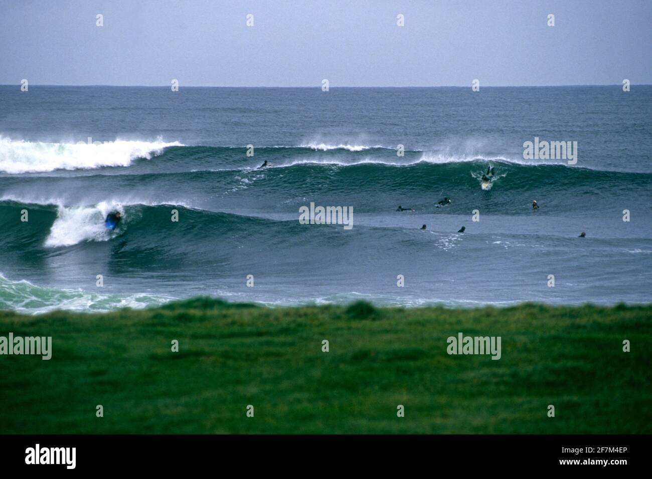 Easky, Ireland surf setup. Overview showing large swell lines breaking ...