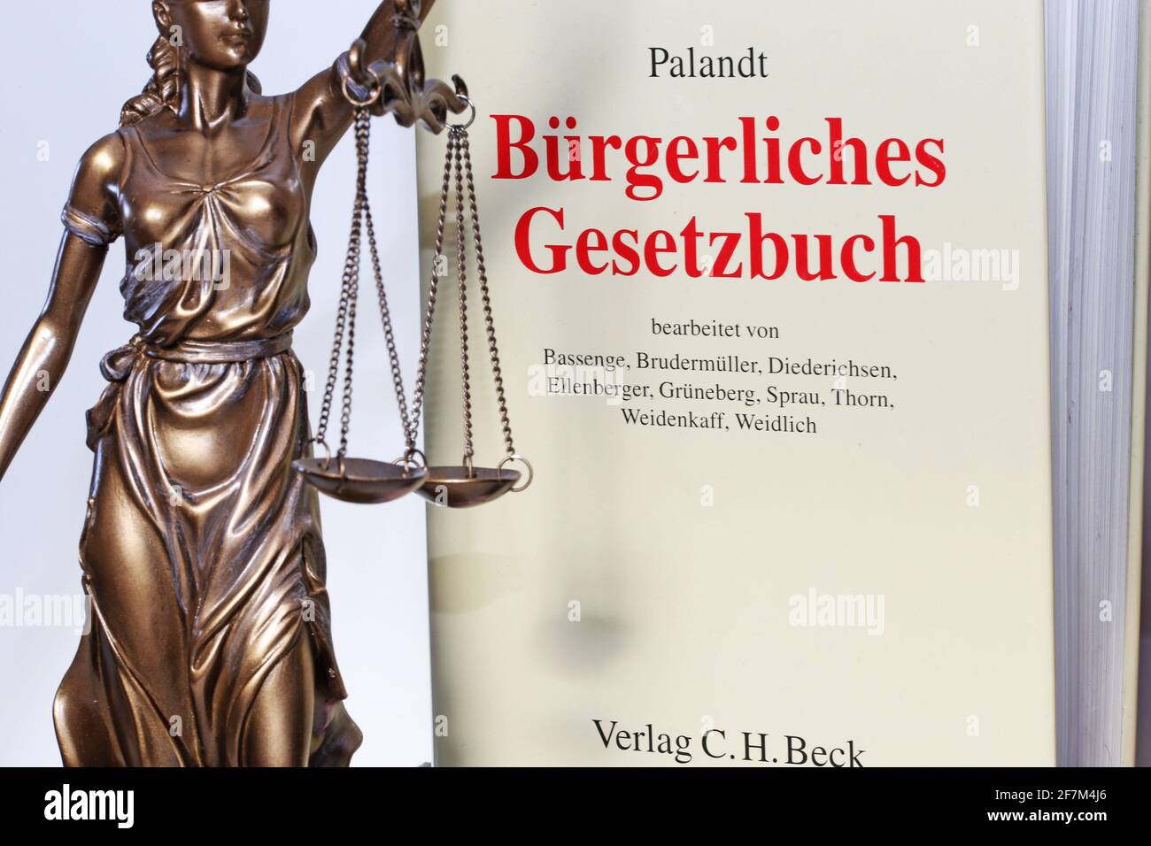 Symbolic image of a court judgement Germany: Justitia with the Palandt ...