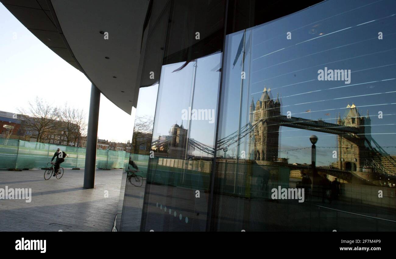 Modern glass buildings in and around the Tower Bridge area, London ...