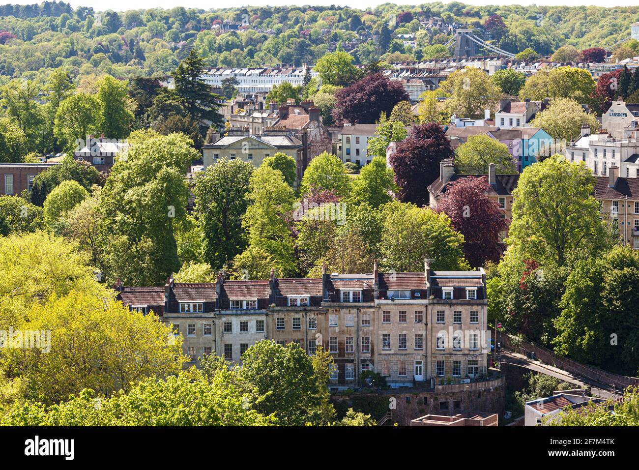 Clifton, Bristol UK - viewed from Cabot Tower in Brandon Hill Park ...