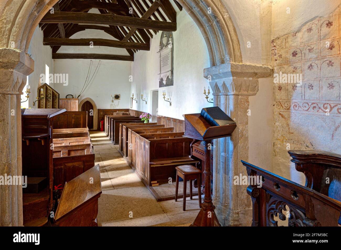 The simple interior of St Michaels church (which dates from Saxon times ...