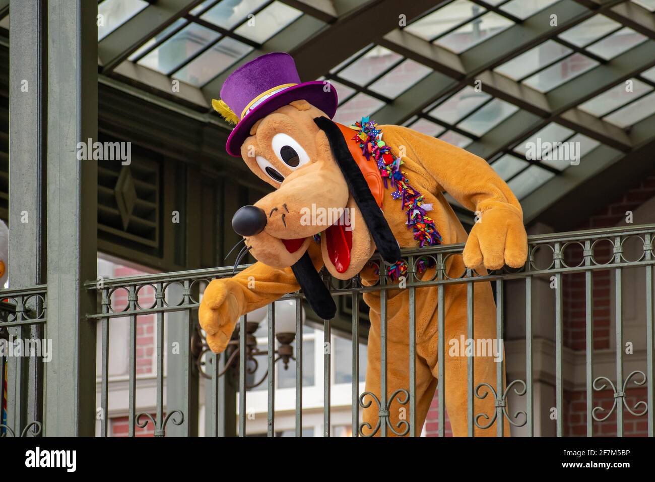 Orlando, Florida. August 04, 2020. Pluto, Mickey and Minnie waving from ...