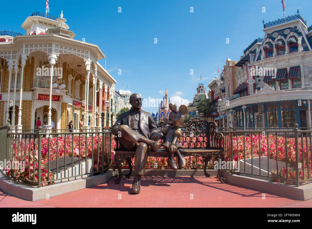 Orlando, Florida. August 04, 2020. Sharing the Magic statues with Roy O ...