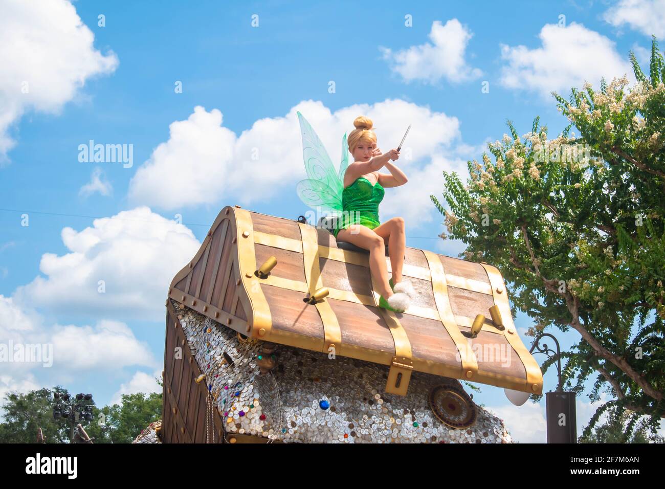Orlando, Florida. August 04, 2020. Tinker Bell on beautiful parade ...