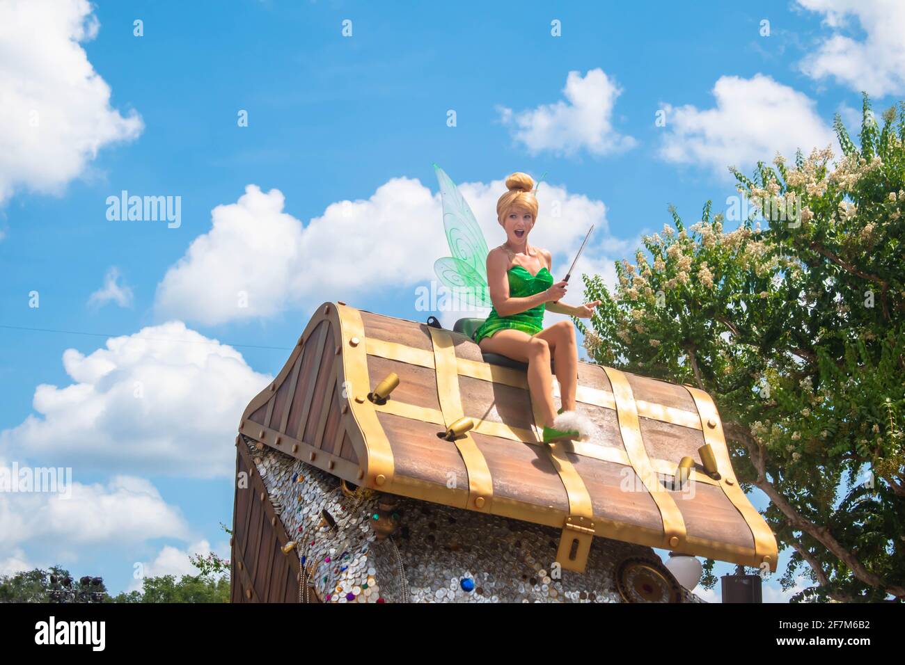 Orlando, Florida. August 04, 2020. Tinker Bell on beautiful parade ...