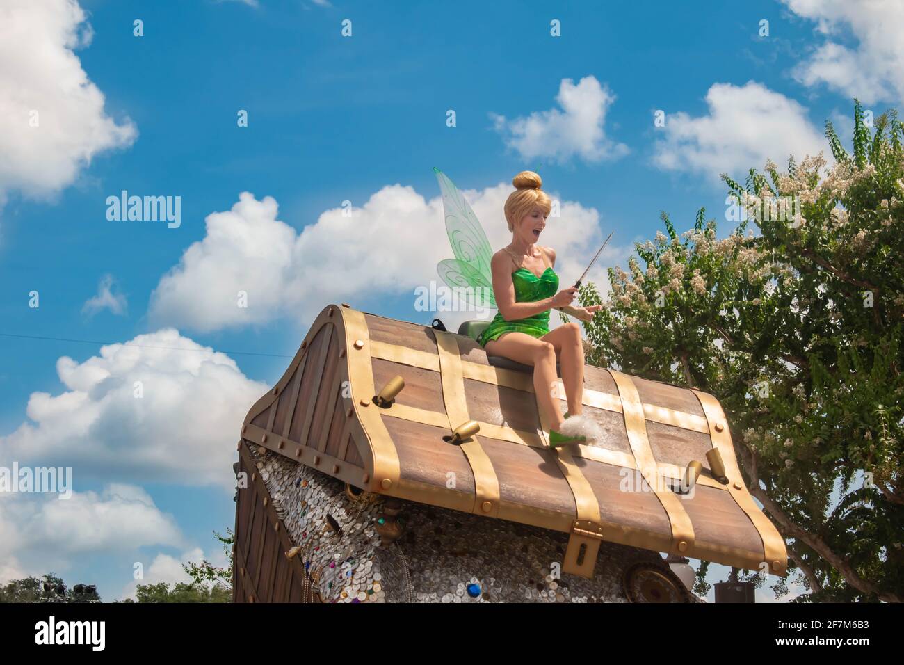 Orlando, Florida. August 04, 2020. Tinker Bell on beautiful parade ...