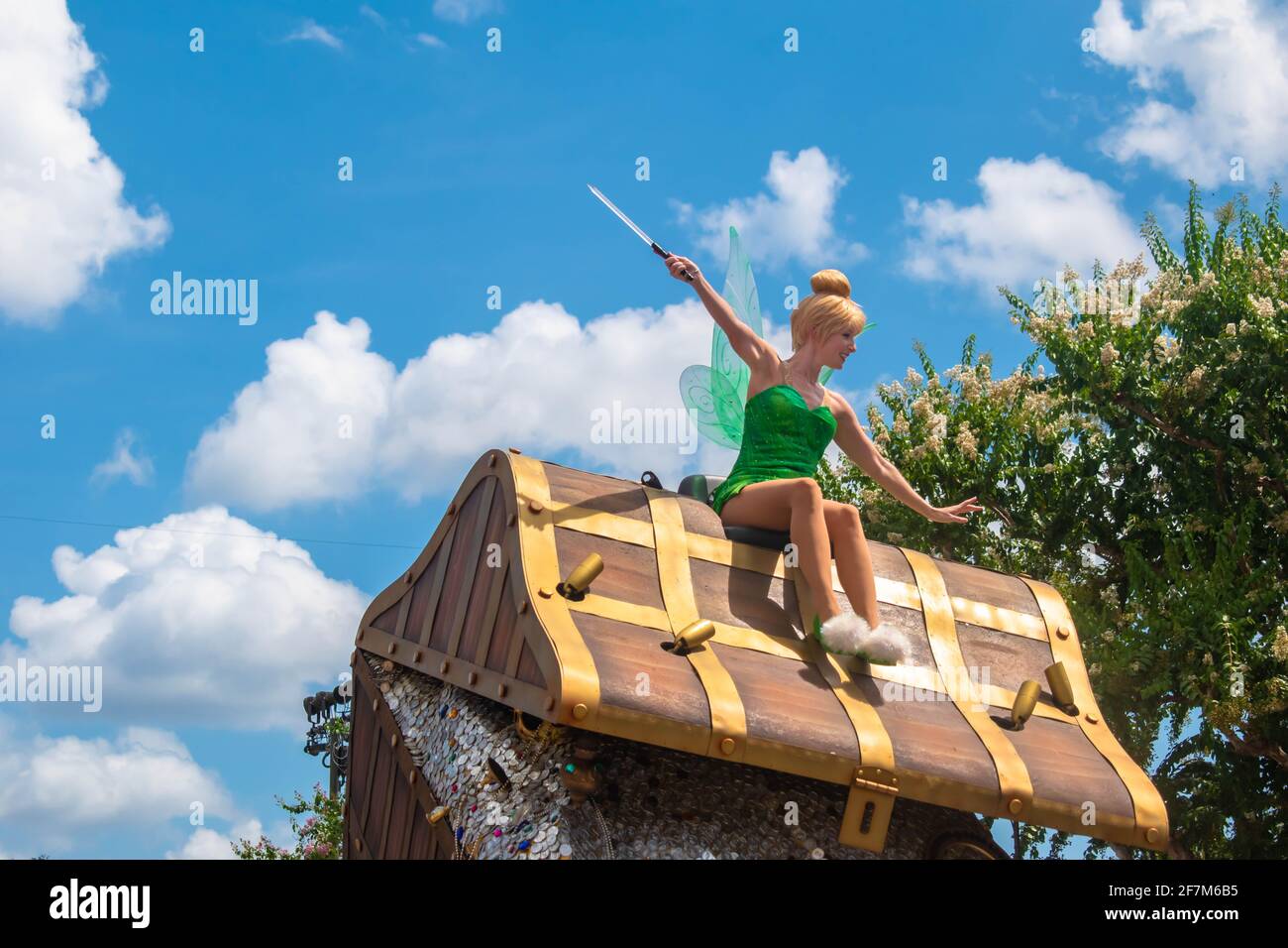 Orlando, Florida. August 04, 2020. Tinker Bell on beautiful parade ...