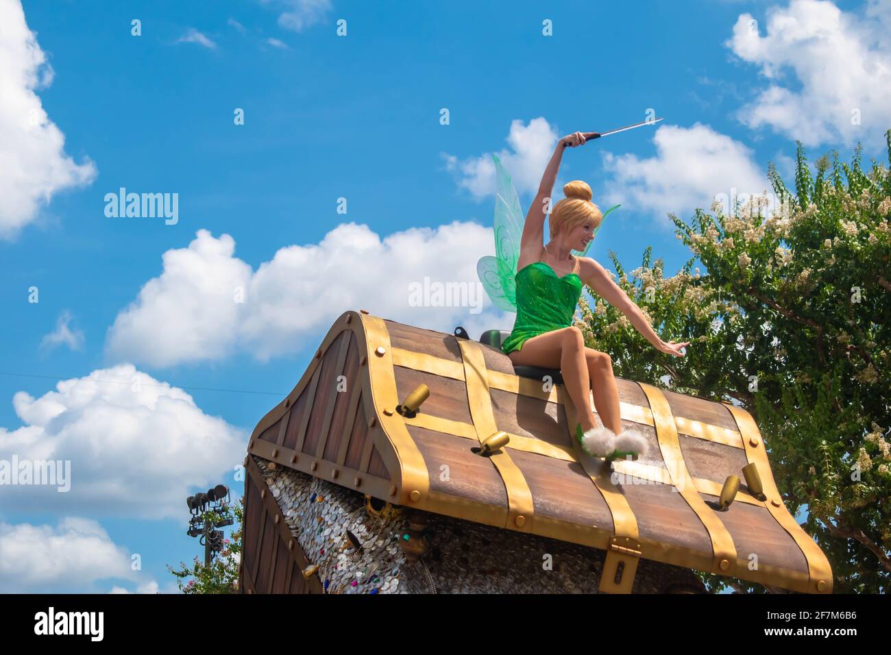 Orlando, Florida. August 04, 2020. Tinker Bell on beautiful parade ...