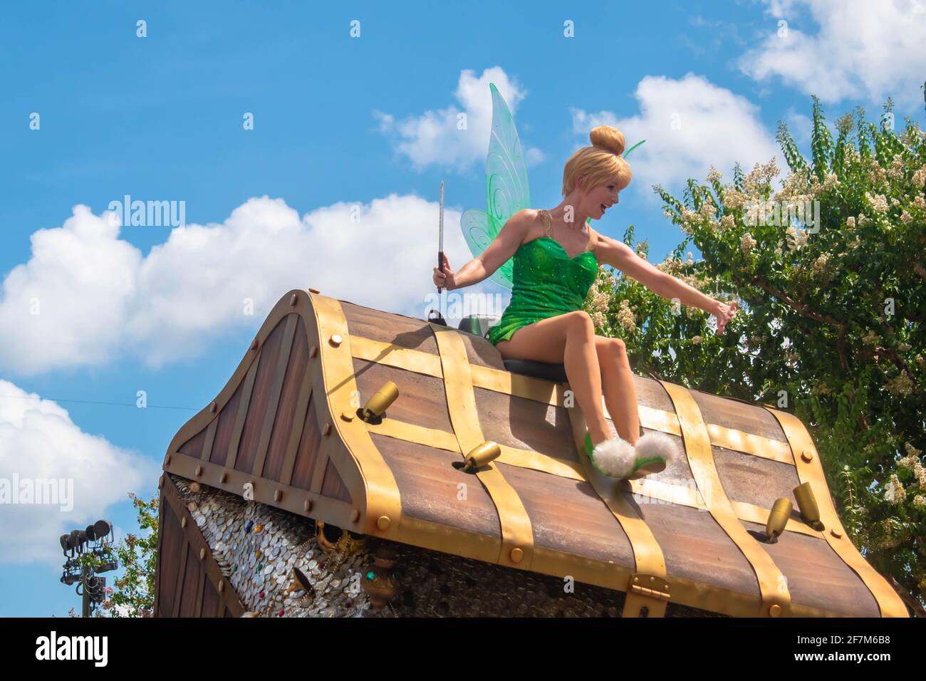 Orlando, Florida. August 04, 2020. Tinker Bell on beautiful parade ...