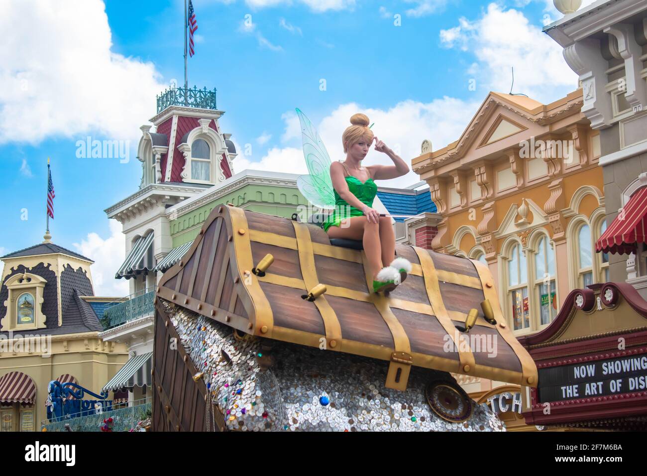 Orlando, Florida. August 04, 2020. Tinker Bell on beautiful parade ...