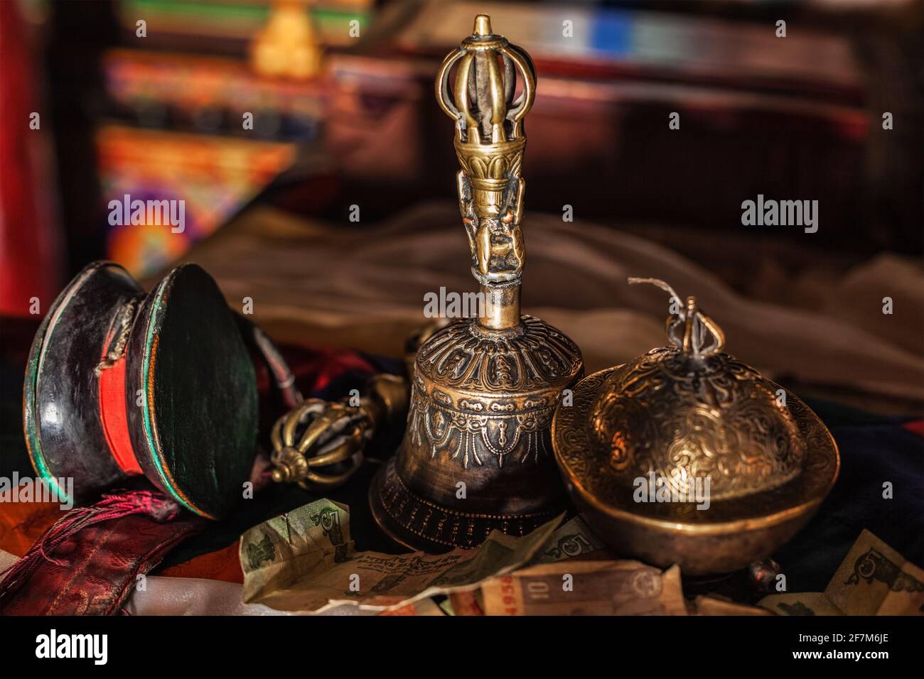 Religious objects in Buddhist monastery Stock Photo - Alamy