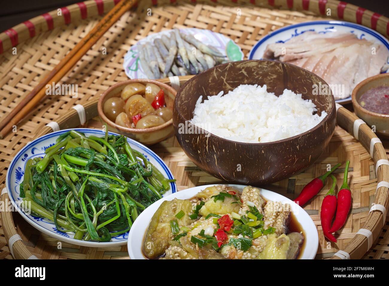 Vietnamese traditional family lunch set Stock Photo - Alamy