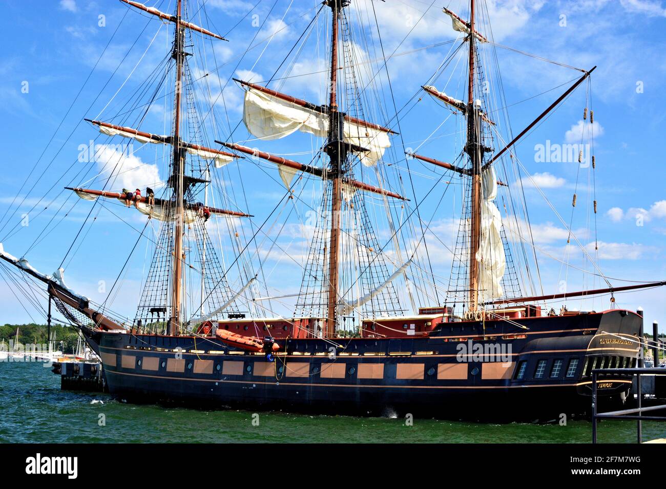 Tall ship Oliver Hazard Perry, docked at Fort Adams Newport Rhode ...