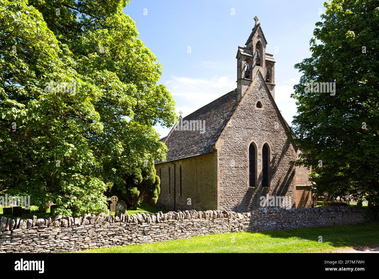 St Marys church in the Cotswold village of Lower Swell, Gloucestershire ...