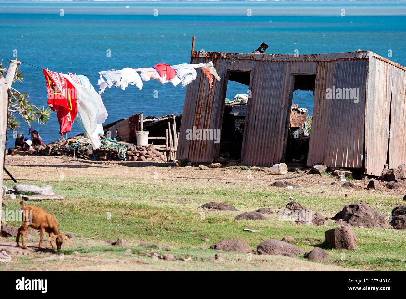 Small traditional house of a fisherman on a Rodrigues island in Indian ...