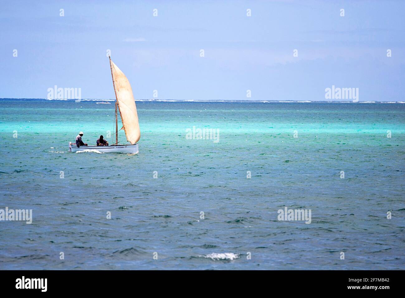 Traditional fisherman sailing boat, Rodrigues island, Mauritius Stock ...
